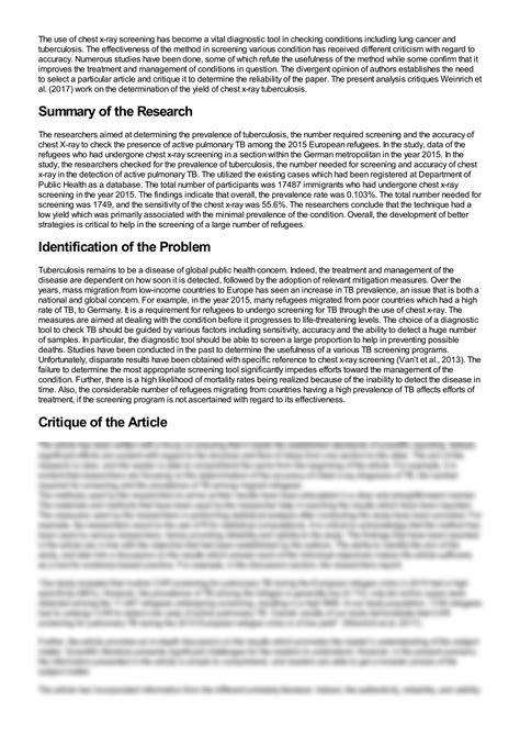 Solution The Usefulness Of Chest X Ray Screening In Detecting