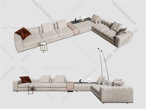 Minotti 现代转角组合沙发 布艺模型su模型下载 Id114838900 建e网su模型