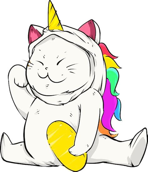 Premium Vector Illustration Of Lucky Cat Wearing Unicorn Costume