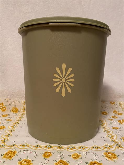 Vintage Tupperware Servalier Canister Olive Green Etsy