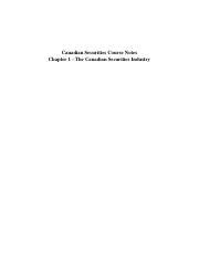 CSC Notes Chapter 1 Pdf Canadian Securities Course Notes Chapter 1 The Canadian Securities