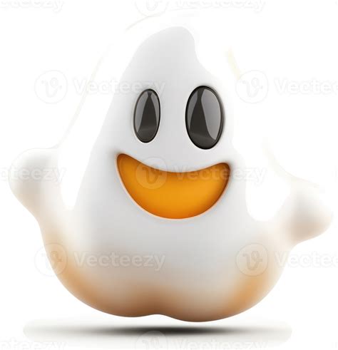Smiling Ghost Emoticon Digitally Rendered 60692622 Png