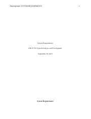 CMGT555 Week3 SystemRequirements Docx Running Head SYSTEM REQUIREMENTS System Requirements