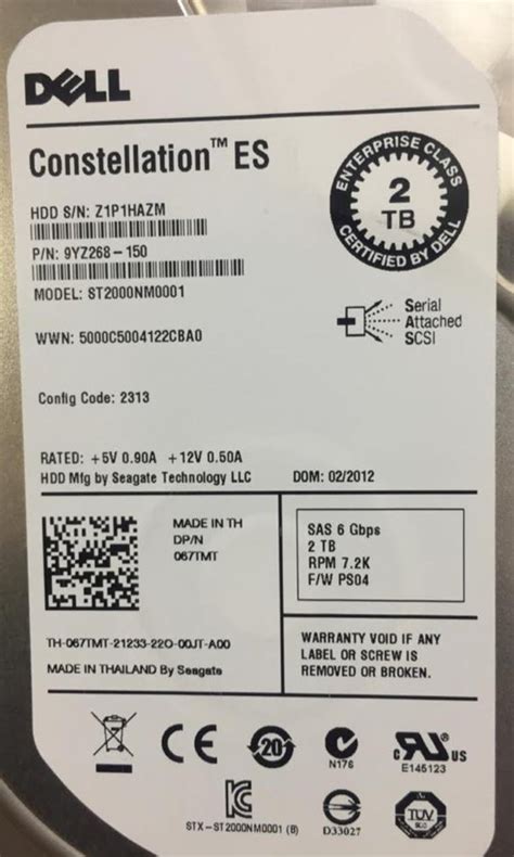 HDD Metal Dell Server Hard Disk Storage Capacity 2 Tb At 8400 Piece In New Delhi