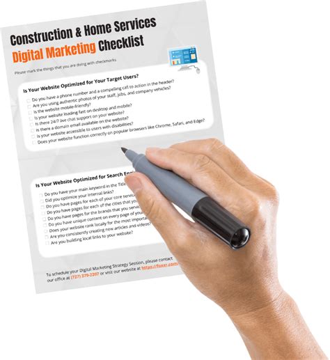 Free Construction And Home Services Digital Marketing Checklist