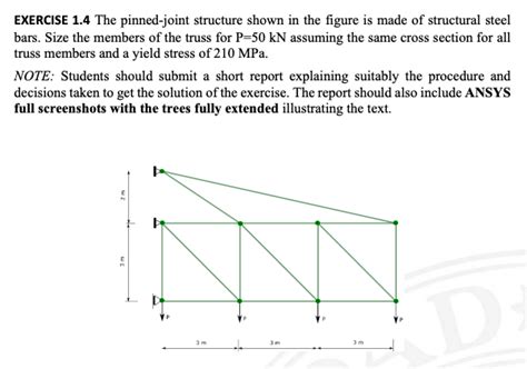 Solved Exercise 1 4 ﻿the Pinned Joint Structure Shown In The