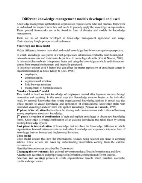 Knowledge Management Application In Organization Require Some Rules And