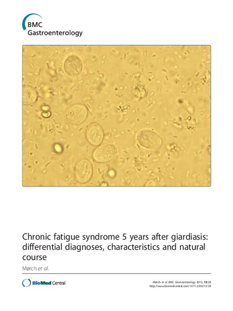 Pdf Chronic Fatigue Syndrome 5 Years After Giardiasis Differential Diagnoses Characteristics