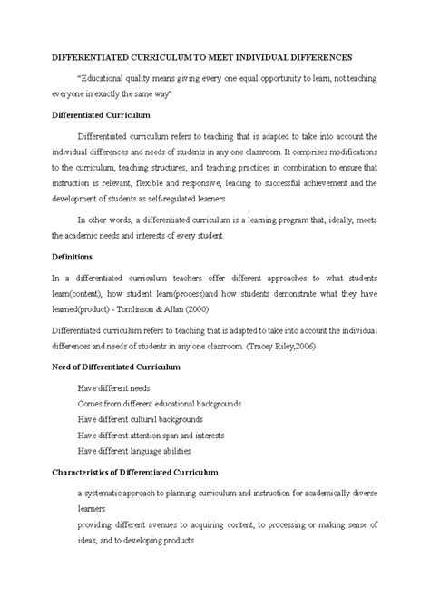 10 13 Differentiated Curriculum To Meet Individual Differences Differentiated Curriculum To