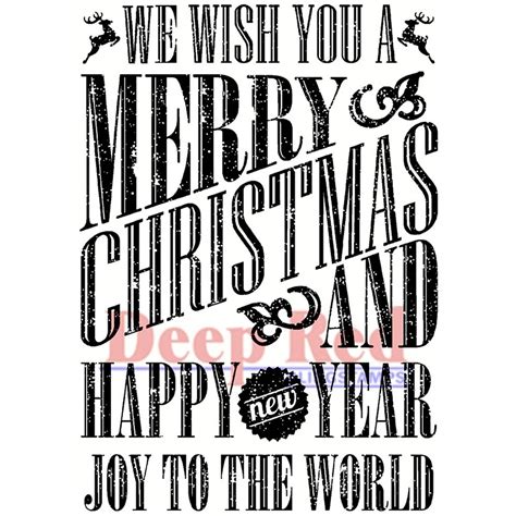 Deep Red Stamps Grungy Christmas Wishes Rubber Cling Stamp 2 1 X 3