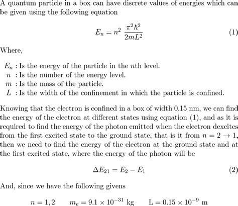 An Electron Confined To A Box Of Width 0 15 Nm By Infinite P Quizlet