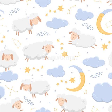 Sleeping Sheep On Clouds Stock Illustration Illustration Of Stars