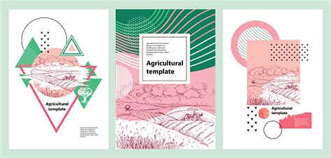 농업 브로셔 레이아웃 디자인입니다 기하학적 인 조성 물 커버 전단지 배너 배경 시골 풍경 농장에 대한 스톡 벡터 아트 및 기타 이미지 Istock