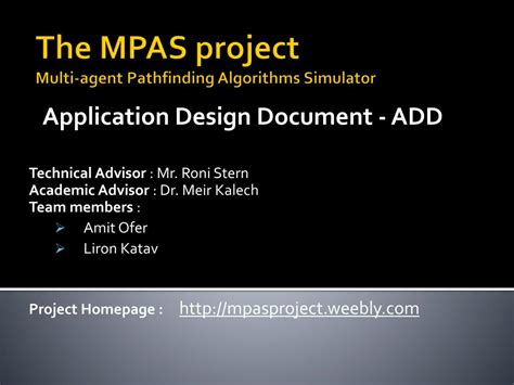 ppt the mpas project multi agent pathfinding algorithms simulator