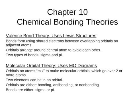 Ppt Chapter 10 Chemical Bonding Theories Valence Bond Theory Uses
