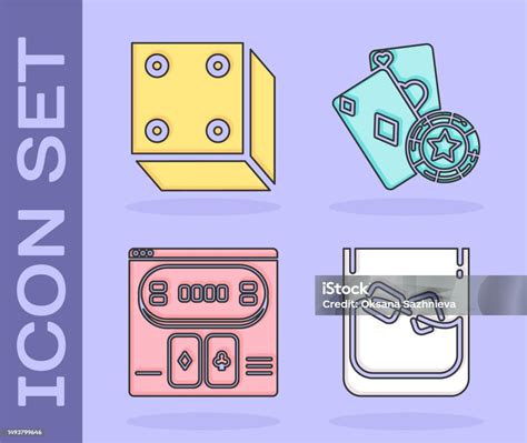 위스키와 얼음 조각 게임 주사위 온라인 포커 테이블 게임 카지노 칩 및 카드 놀이 아이콘을 설정합니다 벡터 0명에 대한 스톡 벡터 아트 및 기타 이미지 Istock