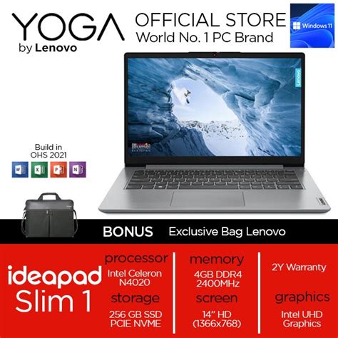 Jual Lenovo Ideapad Slim 1 14igl7 Celeron N4020 4gb 256gb Ssd W11ohs