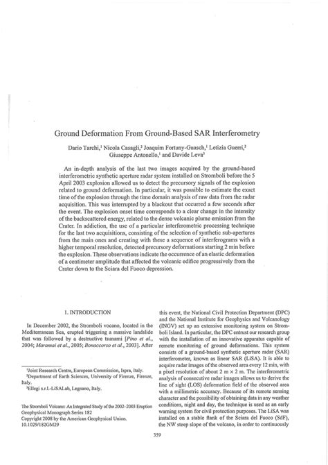 Pdf Ground Deformation From Ground Based Sar Interferometry