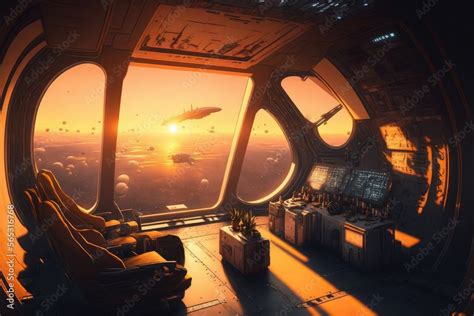 Futuristic Spaceship Cockpit Interior Future Spacecraft Control Panels