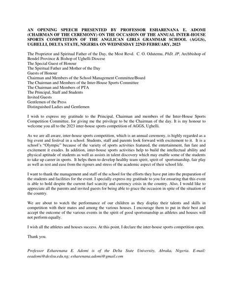 Pdf An Opening Speech Presented By Professor Esharenana E Adomi