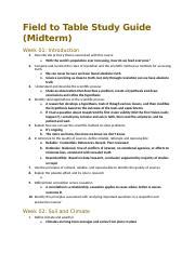gesci110-Midterm Study Guide.docx - Field to Table Study Guide Midterm Week 01: Introduction 1 ...