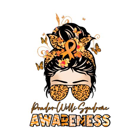 Prader Willi Syndrome Awareness Messy Bun Leopard Ribbon Prader