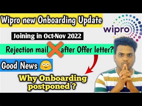 Wipro New Onboarding Update Wipro New Joining Dates Wipro Rejection