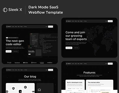 Dark Mode Tech Webflow Template 6 Images Behance