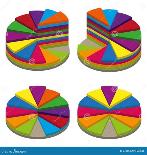 Grupo De Gráfico De Setores Circulares Isométricos Coloridos Gráficos Setoriais Dos Moldes No