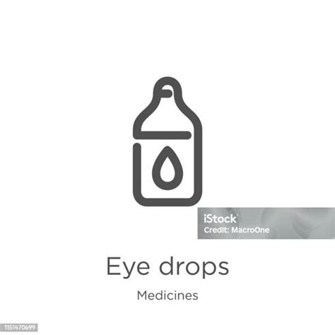 눈은 의약품 컬렉션에서 아이콘 벡터를 삭제 합니다 얇은 라인 아이 방울 개요 아이콘 벡터 일러스트 레이 션 윤곽 얇은 라인 눈은 웹 사이트 디자인 및 모바일 앱 개발을 위한