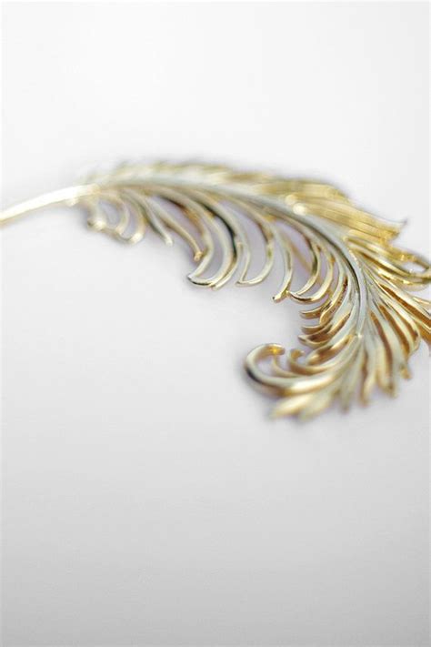 Gold Vintage Feather Brooch Pin By Kellieannedesign On Etsy 1500