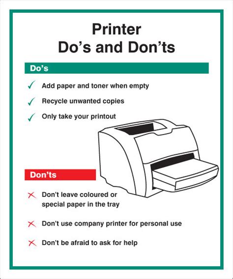 Printer Do S Dont S Sign UK Warning Safety Signs