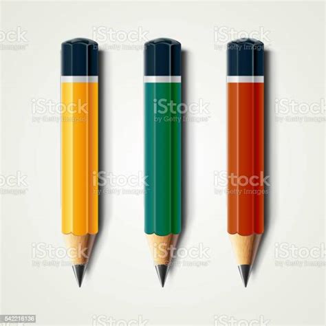 흰색 배경에 고립 된 사실적인 상세한 선명한 연필 벡터 일러스트레이션 빨강에 대한 스톡 벡터 아트 및 기타 이미지 빨강