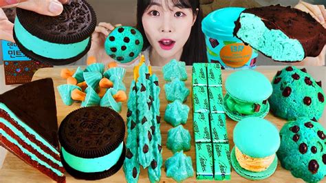 Asmr Mukbang 민트초코 디저트 아이스크림 초콜릿 마카롱 먹방 And 레시피 Dessert Ice Cream Macarons Eating 디저트 마카롱 초콜릿