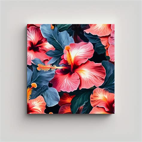 Cuadro Decorativo De Hibiscus En Tela En Bastidor Decocuadros