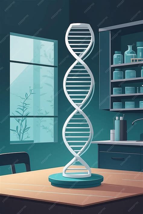 Premium Photo Dna Helix Model On A Lab Table Vector Illustration In
