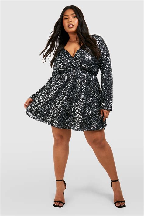 Plus Size Sequin Skater Dress Dresses Images 2024