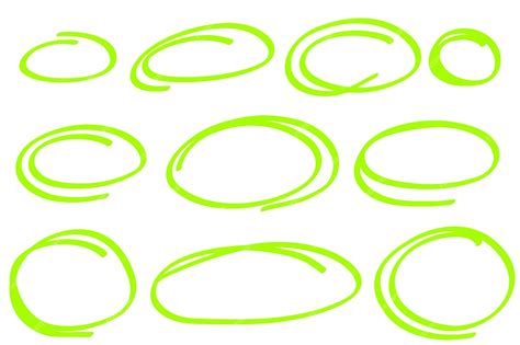 premium vector marker highlight oval frame set doodle highlight lines