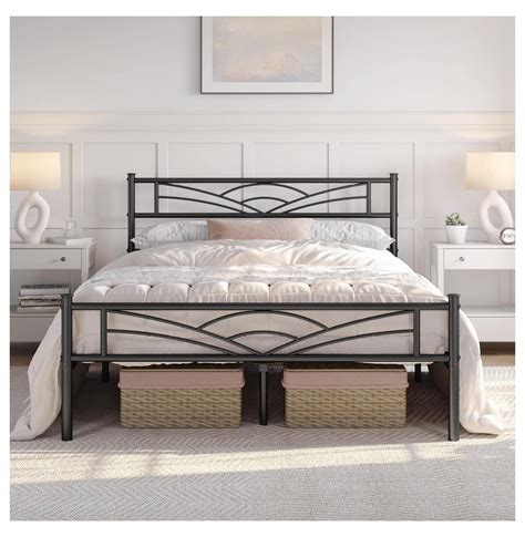 Luwei Full Size Bed Frame Metal Platform Bed Frame With Cloud Inspired