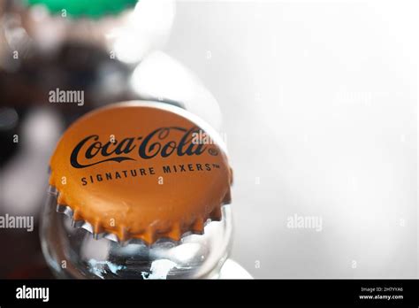 Krasnodar Russia October 12 2020 Close Up Of Glass Bottle Of Coca