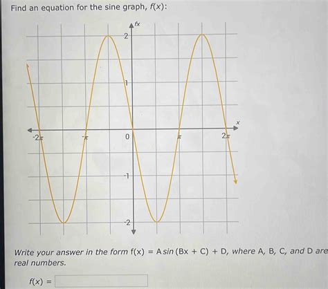 solved find an equation for the sine graph f x write your answer in the form f x asin bx