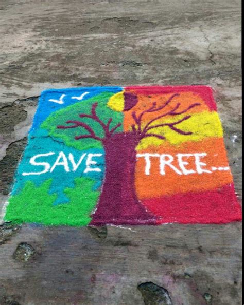 Rangoli Designs With Theme Of Save Earth