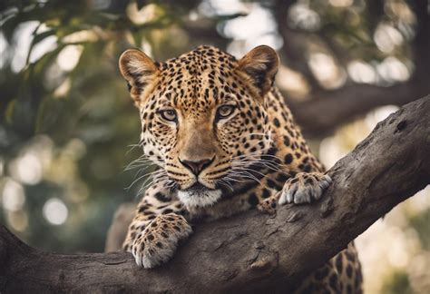 Premium Photo Leopard Lying On A Branch