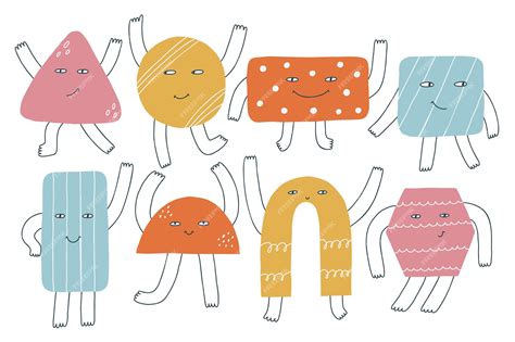 Premium Vector Set Funky Basic Geometric Figures Character Vector