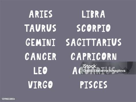 조디악 문자 벡터 기호 만화 점성술 텍스트 일러스트레이션 별자리 필기 아이콘 세트입니다 0명에 대한 스톡 벡터 아트 및 기타 이미지 Istock