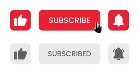 Engagement Icons Set Subscribe Subscribed Button Hand Gesture Bell Notification Thumbs Up