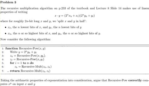 Solved The Recursive Multiplication Algorithm On P233 Of
