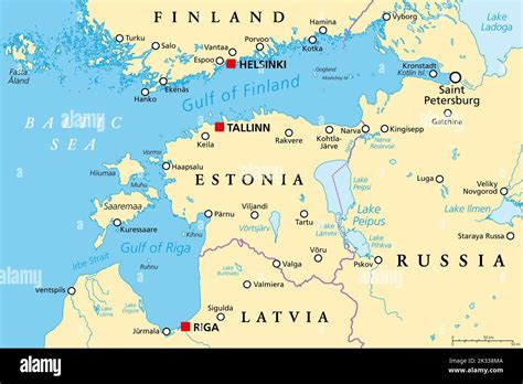 Gulf Of Finland And Riga Region Political Map Nordic Countries