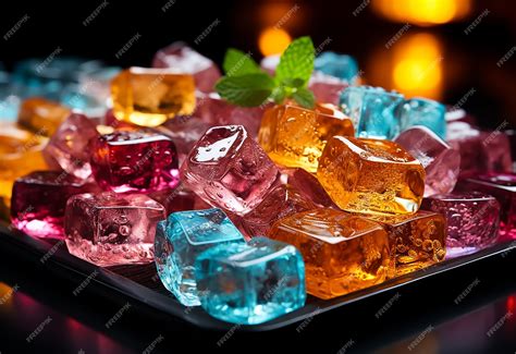 Premium Ai Image Colorful Ice Cubes Hd Background