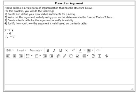 Solved Modus Tollens Is A Valid Form Of Argumentation That